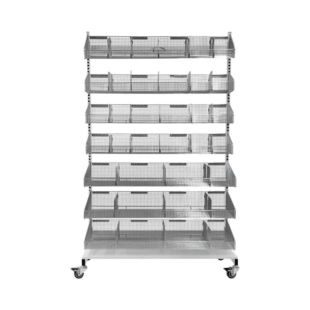 ParWall Mobile Frame Mount Cart 24”D X 38”W X 80”H, 7 Basket Shelves ...