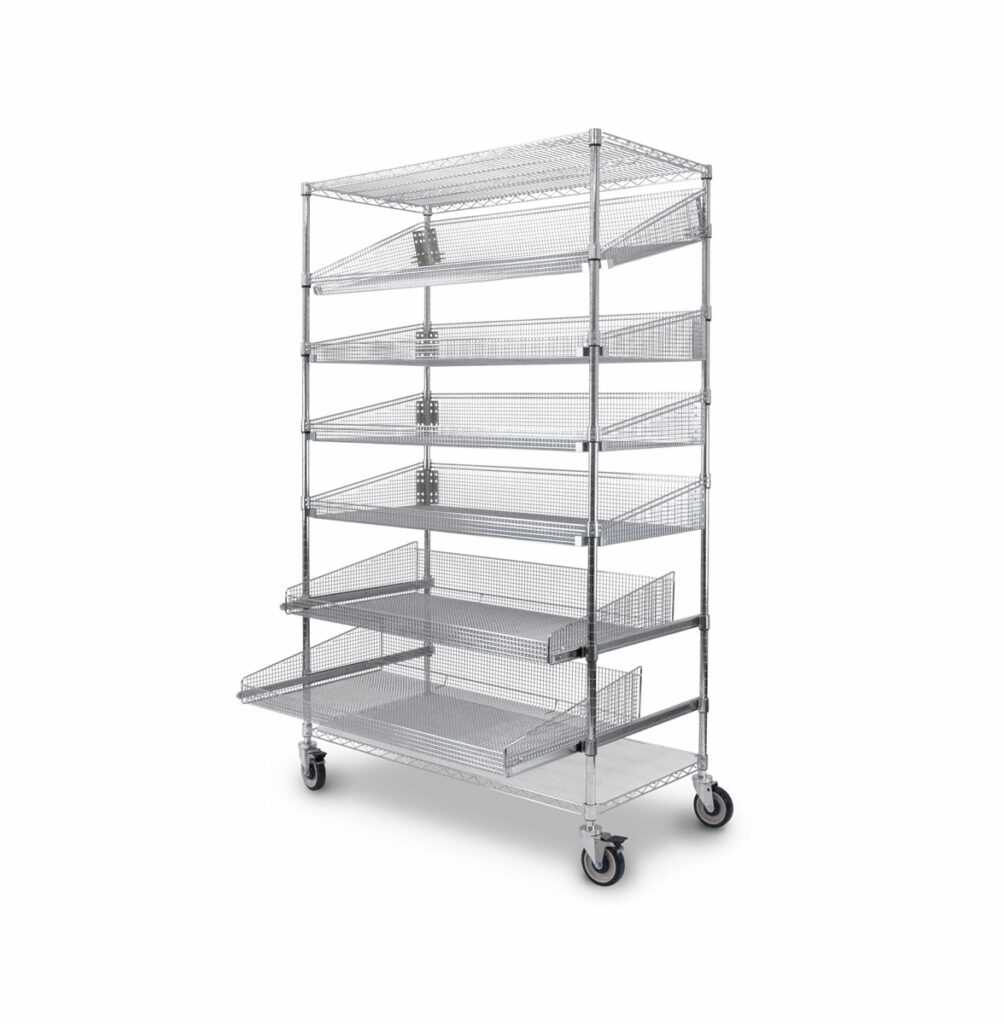 ParWire Basket Shelving Cart with Slanted and Glide Baskets, 8-Tier, 18 ...