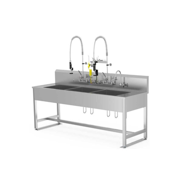 Decontamination Sink, Fixed Height, 96” Wide, Triple Basin-(Cat.# ...