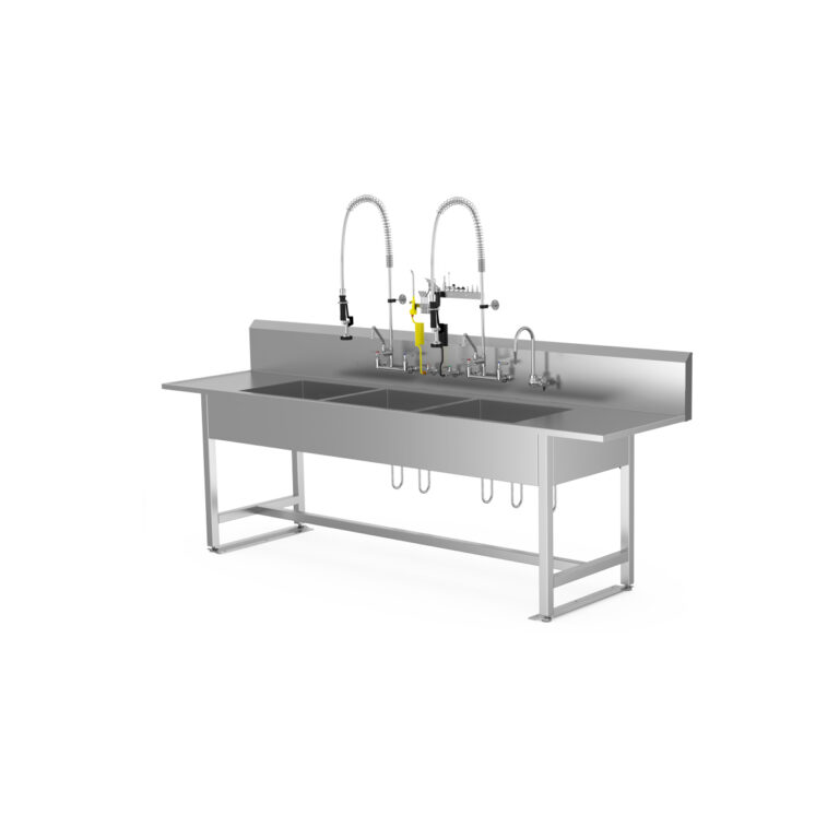 Decontamination Sink, Fixed Height, 120” Wide, Triple Basin-(Cat.# ...