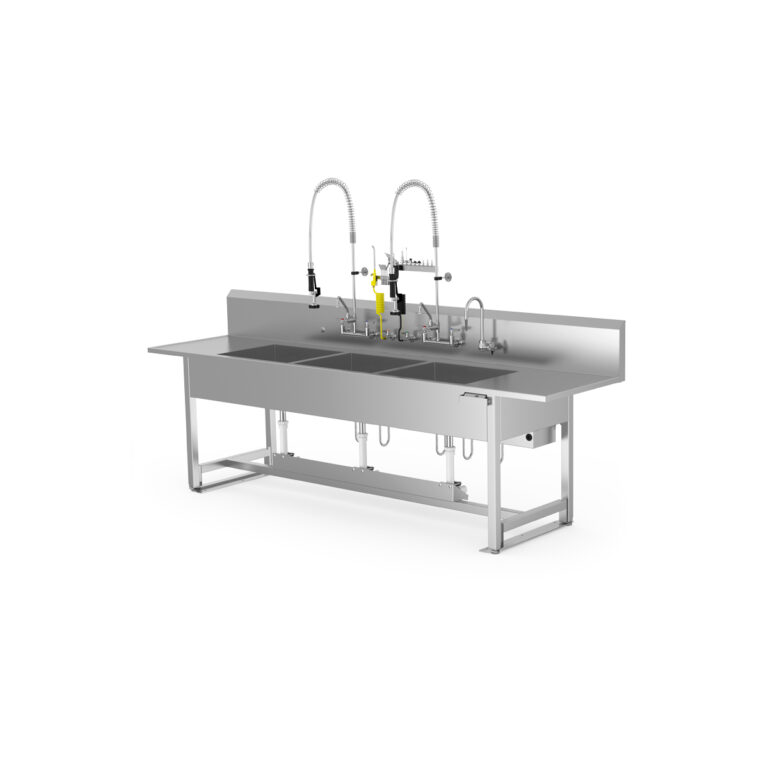 Decontamination Sink, Adjustable Height, 120” Wide, Triple Basin-(Cat.# ...
