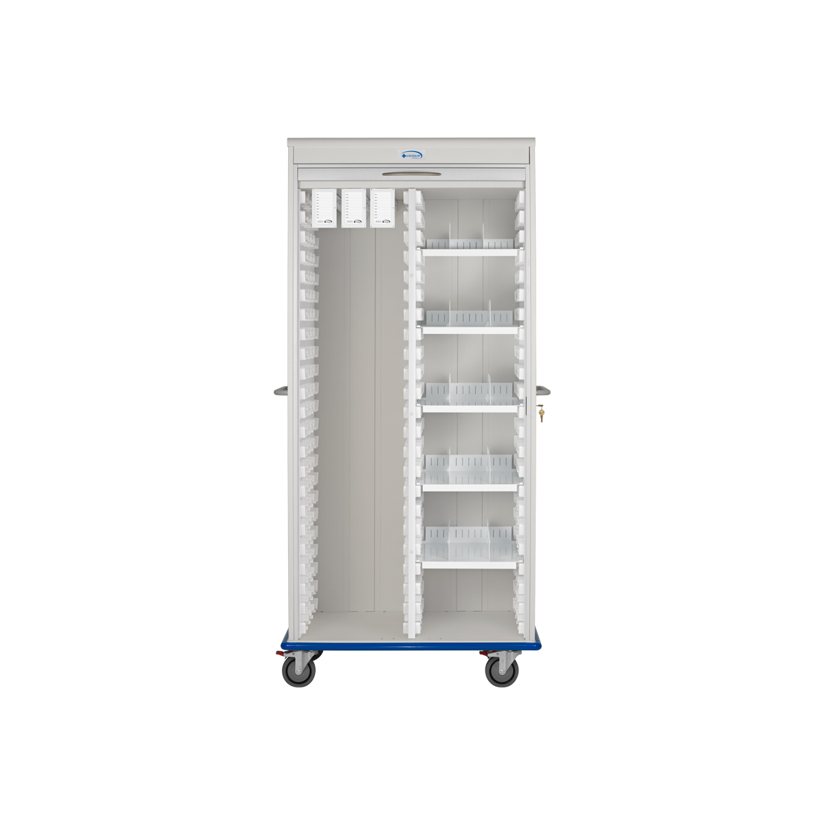 Two Column, Double Wide LogiCell Catheter Cart with Shelves, Tambour ...