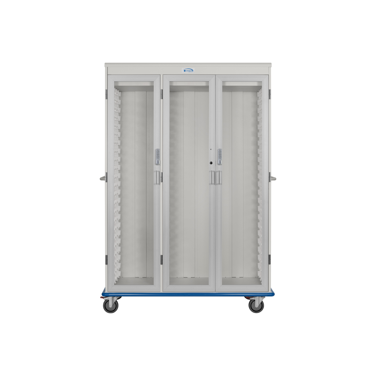 LogiCell, Two Column, Triple Wide Cell Cart, Tempered Glass Doors with ...