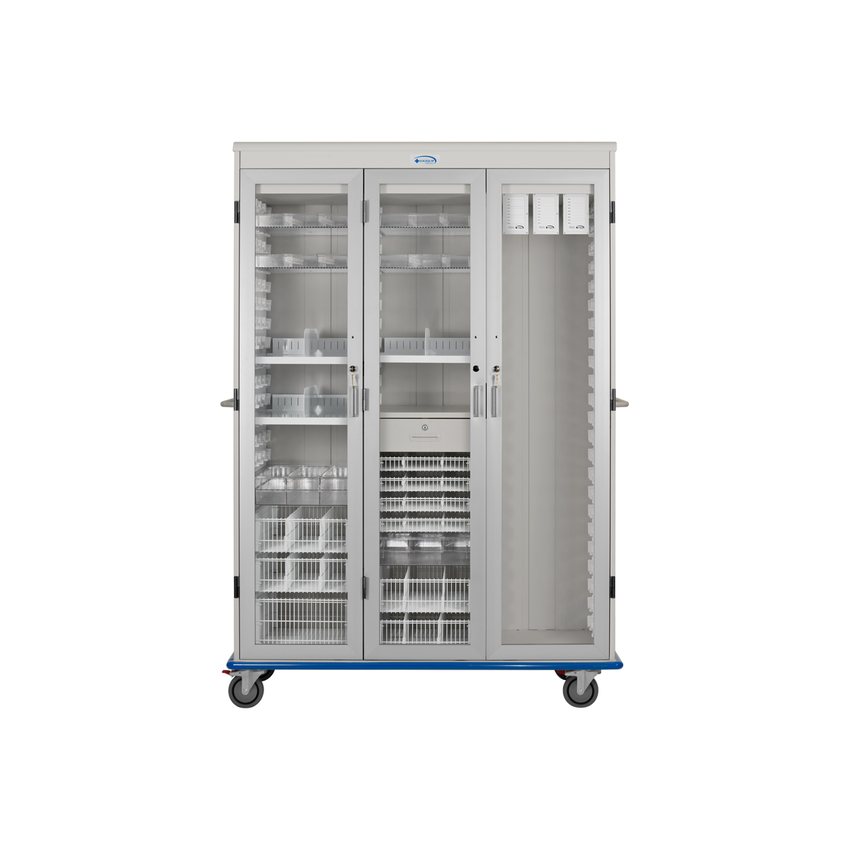 Three Column, Triple Wide LogiCell Catheter Cart with Cather Slides ...