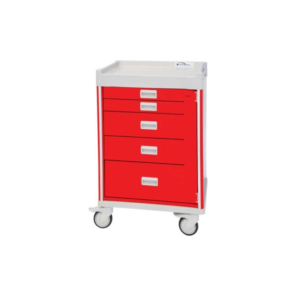Crash Cart, 41” Tall, Full Breakaway Lock Rail, Five Soft-Close Drawers ...