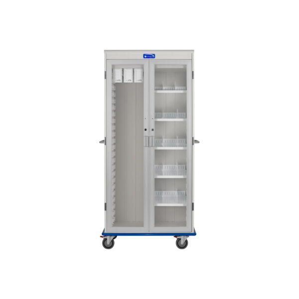 Two Column, Double Wide LogiCell Catheter Cart with Shelves, Tempered ...
