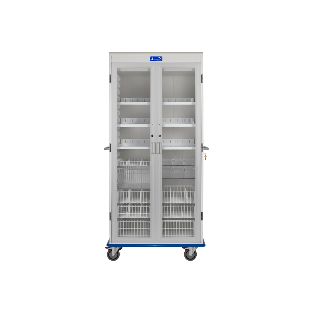 Two Column, Double Wide LogiCell Catheter Cart with Shelves, Wire ...